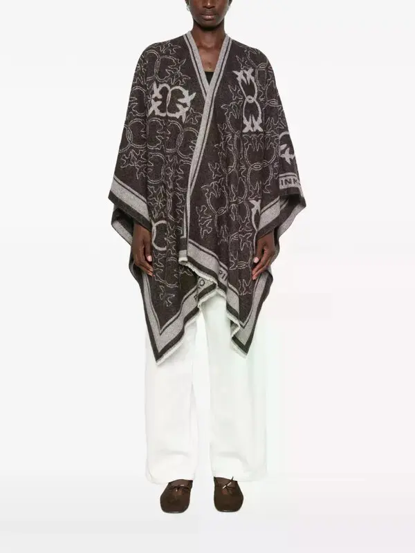 Pinko Logo-jacquard Fringed Poncho