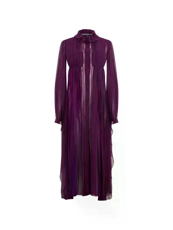 Alberta Ferretti Ruffled Pleated Maxi Dress
