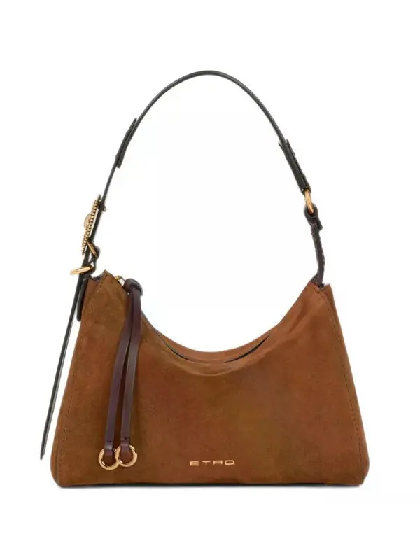 Etro Suede Buckled Shoulder Bag - Brown