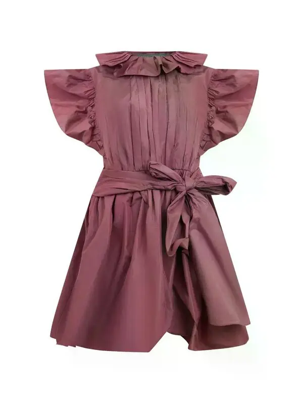 Alberta Ferretti Ruffled-collar Belted Mini Dress - Pink