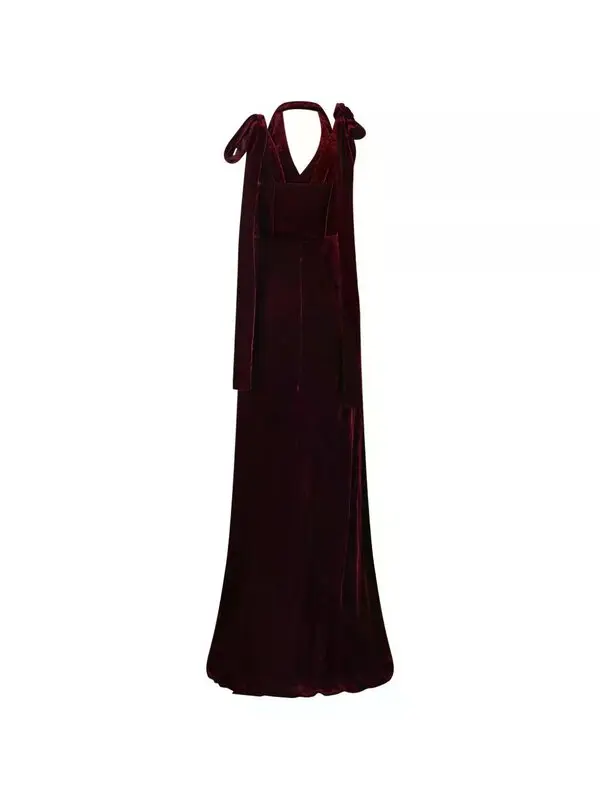 Alberta Ferretti Velvet Halterneck Maxi Dress