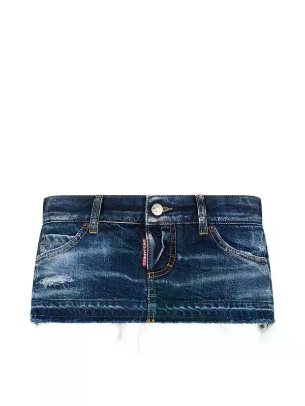 Dsquared2 Distressed Denim Mini Skirt - Blue