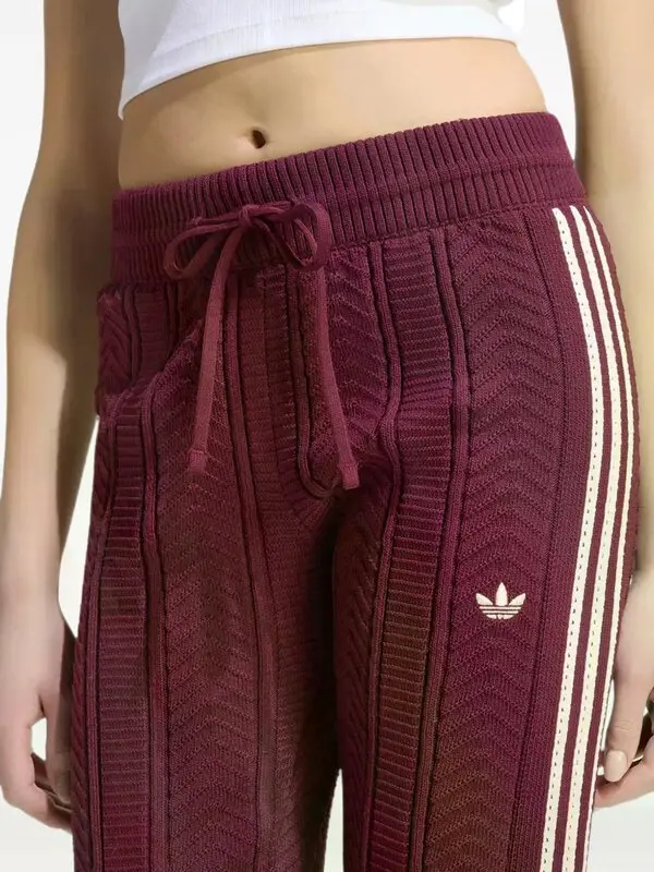 Adidas Chevron-knit Side-stripe Track Pants - Red