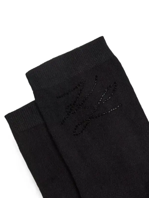 Karl Lagerfeld Autograph Mesh And Rhinestone Socks - Black