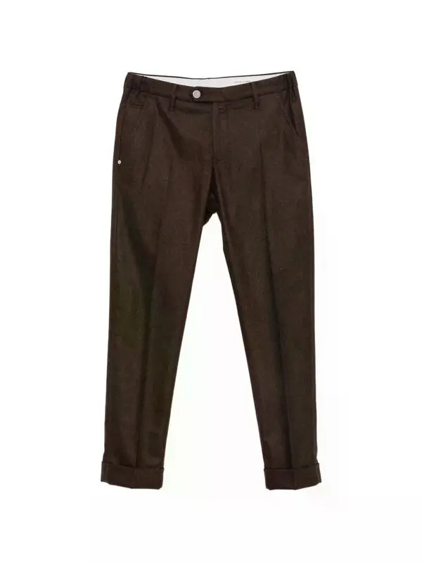 Jacob Cohen Pressed-crease Turned-up Wool Trousers - Brown