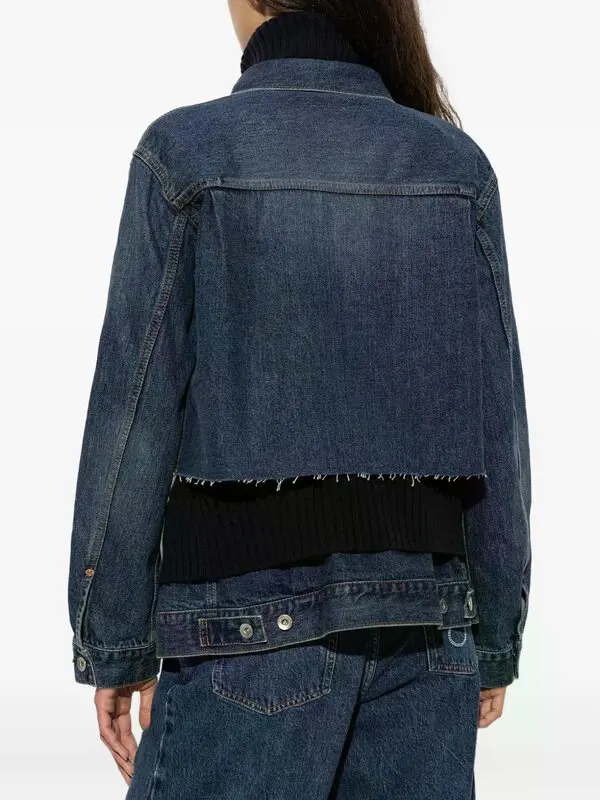 Sacai Distressed Denim Jacket With Wool Insert
