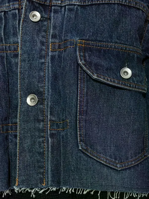 Sacai Distressed Denim Jacket With Wool Insert