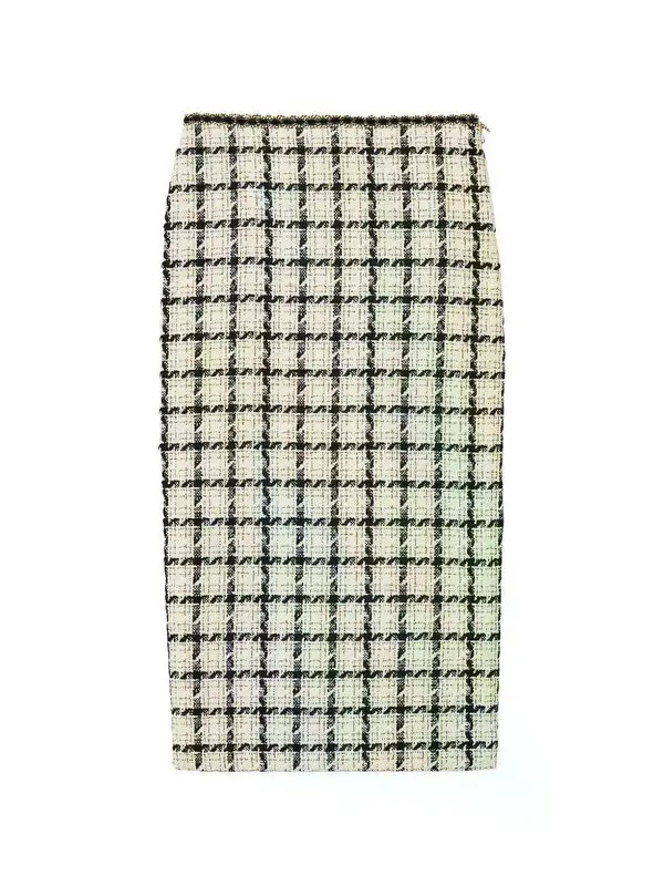 TWINSET Midi Bouclé Skirt With Check Pattern - Neutrals