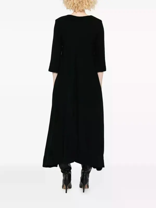 RICORRROBE V-neck Three-quarter Sleeve Asymmetric Hem Maxi Dress