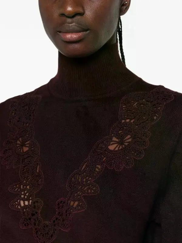 Zimmermann High-neck Sweater With Crochet Trim