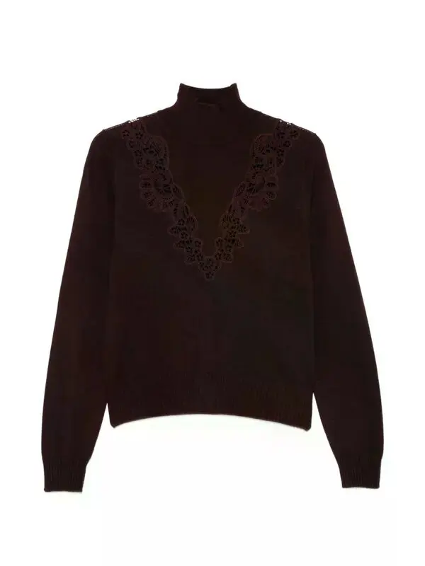 Zimmermann High-neck Sweater With Crochet Trim - Red