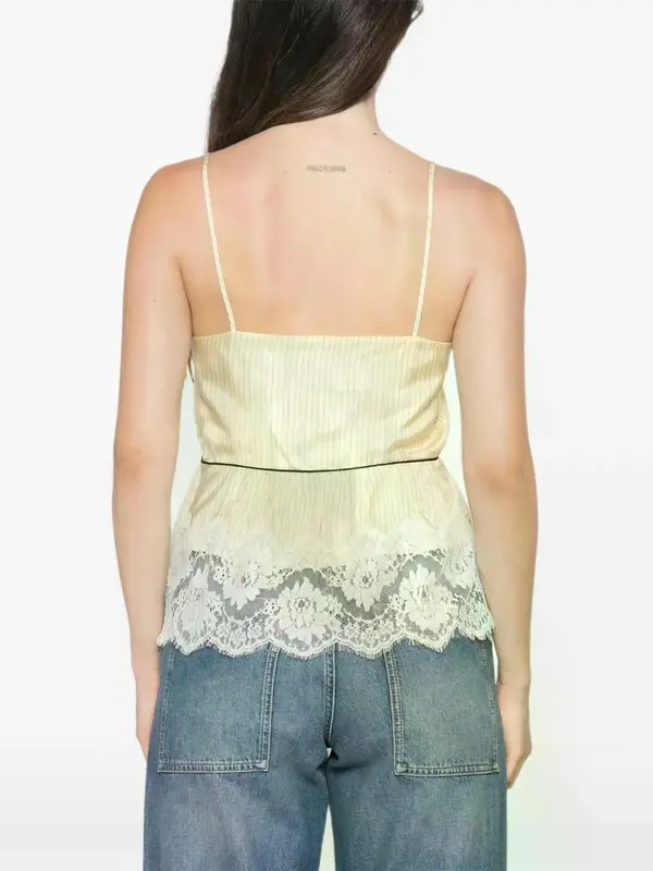 Plan C Lace-trim Striped Top