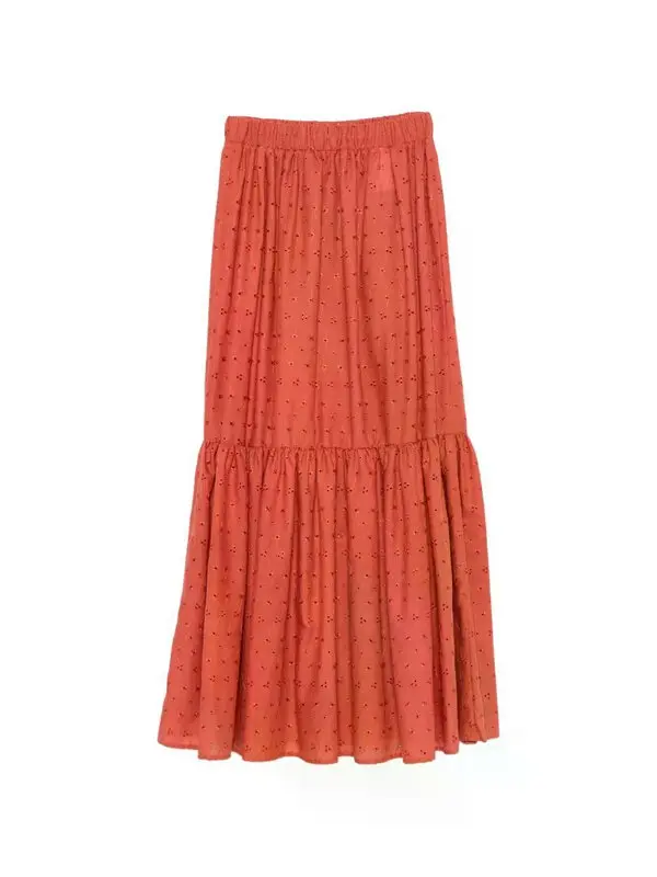 JIJIL Broderie-anglaise Tiered Maxi Skirt - Orange