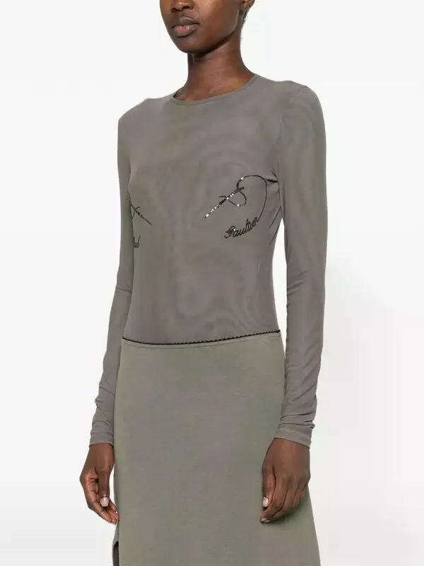 JEAN PAUL GAULTIER Sequin Embellished Bodysuit - Grey
