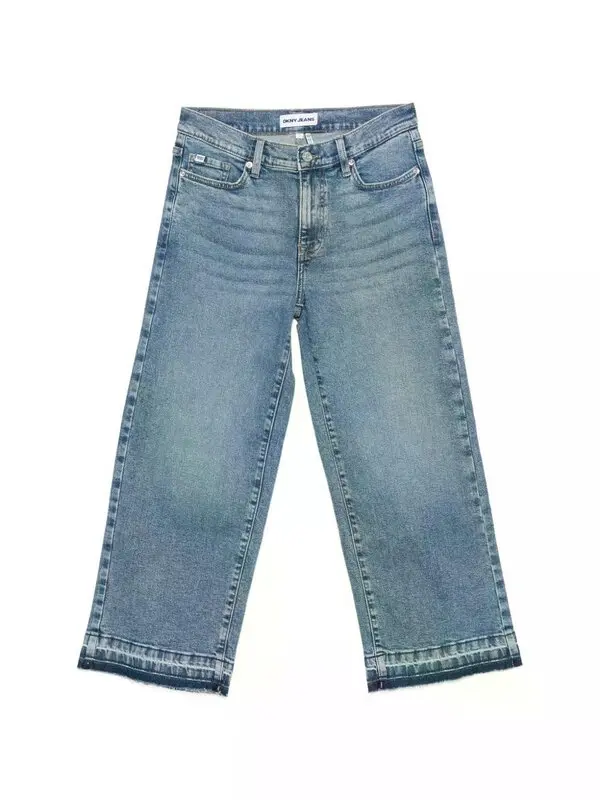 Dkny Wide-leg Raw-hem Jeans - Blue