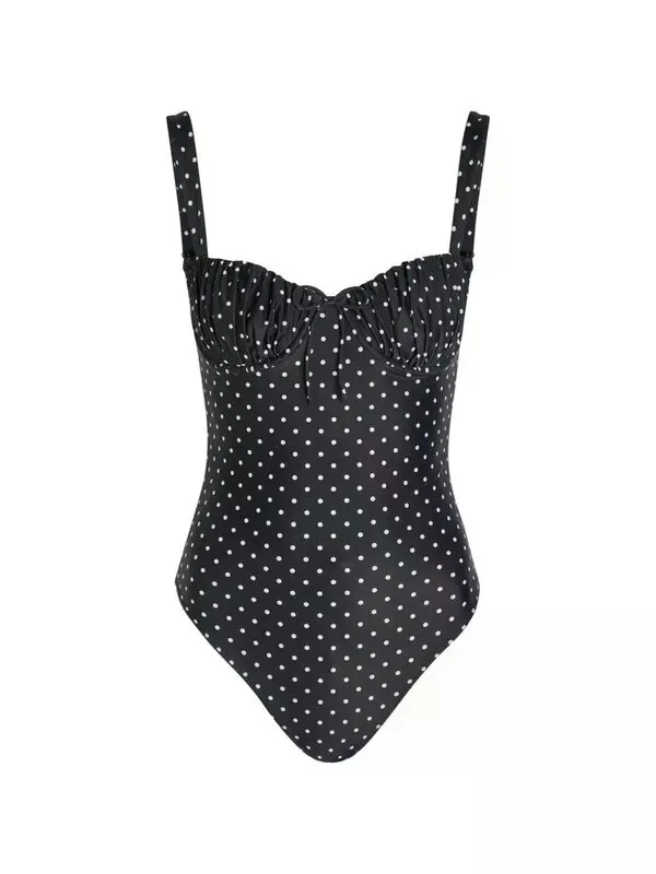 Faithfull The Brand Dinard Polka-dot Swimsuit - Black