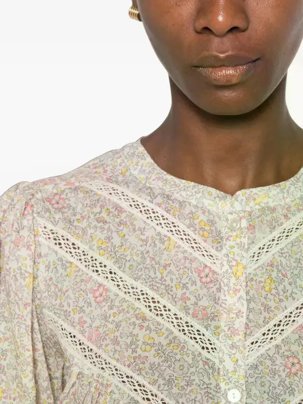 MAISON123 Devon Floral-print Lace-trim Blouse