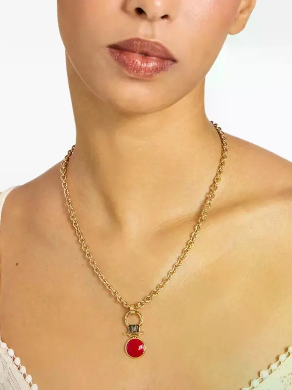 La DoubleJ Bordeaux Red Polished Pendant Necklace