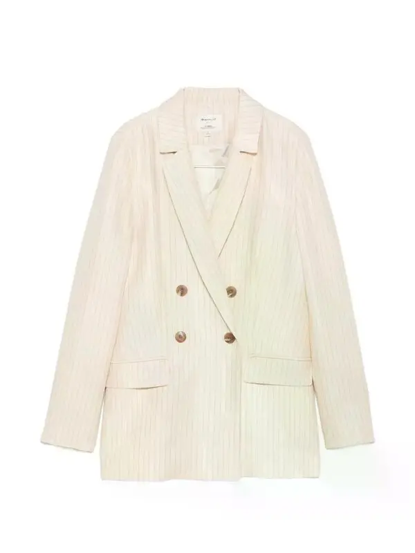 MAISON123 Florine Pinstripe Double-breasted Blazer - Neutrals