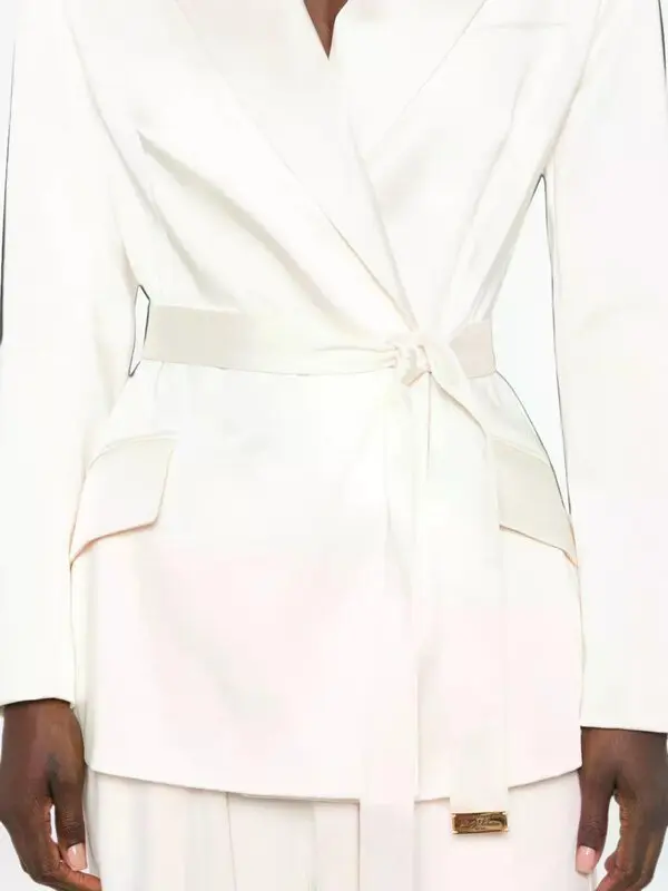 Elisabetta Franchi Belted Satin-finish Blazer