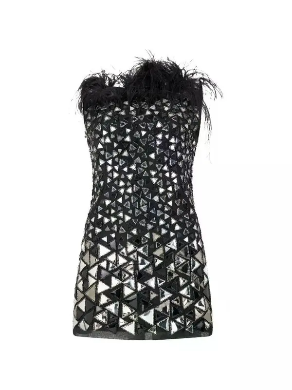 Alberta Ferretti Feather-trim Metallic-effect Tank Top