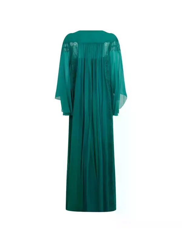 Alberta Ferretti Lace-trim Pleated Maxi Dress
