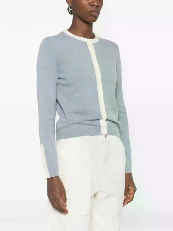 Eric Bompard Contrasting Trim Button-sleeve Cashmere Cardigan