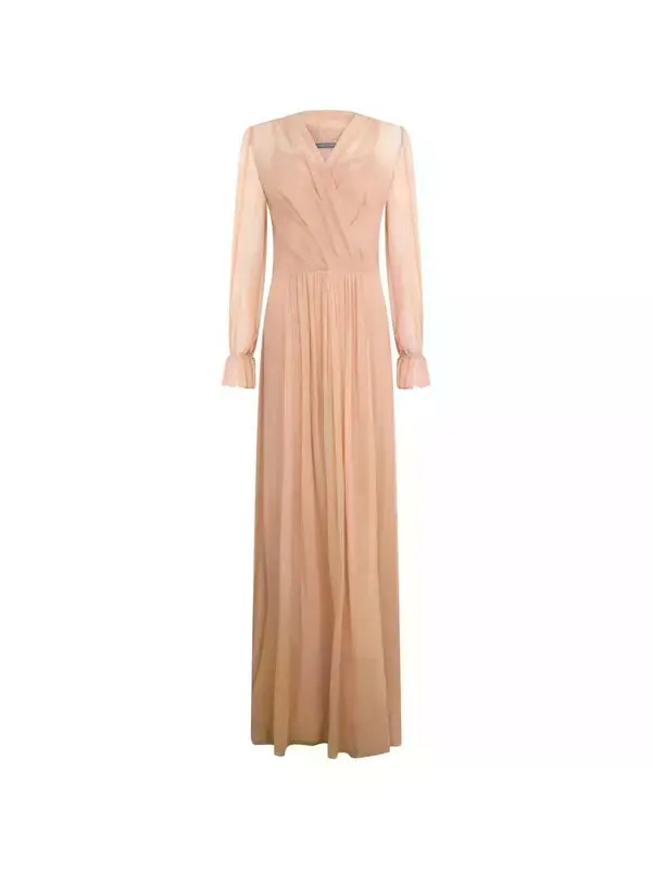 Alberta Ferretti Sheer Sleeve Maxi Dress