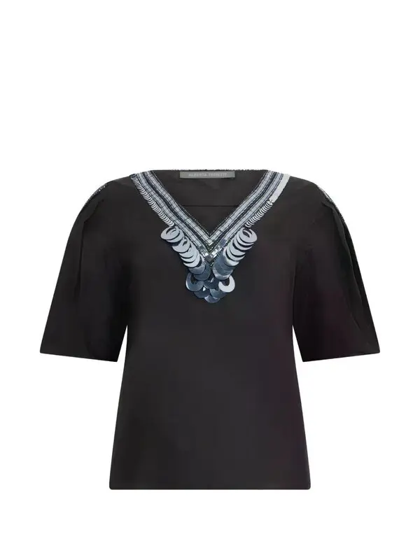 Alberta Ferretti Sequin-embellished Embroidered Top - Black