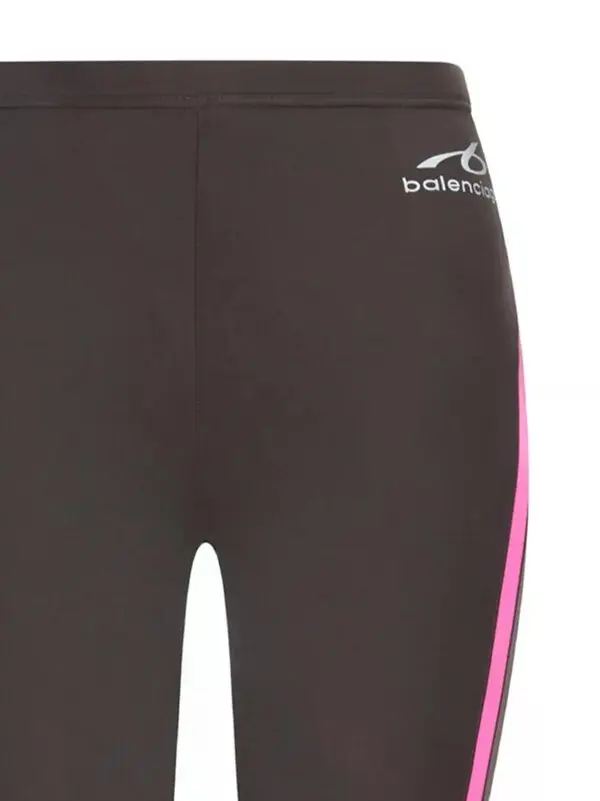 Balenciaga Logo-print Side-stripe Leggings - Brown