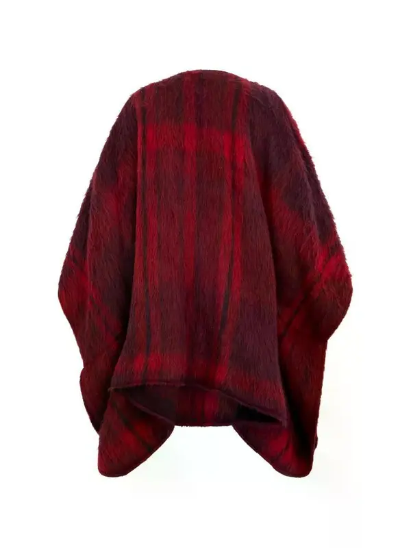 Alberta Ferretti Mohair-blend Check Poncho
