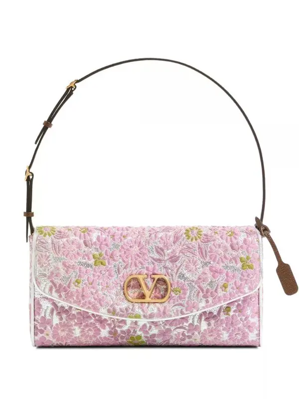 Valentino Garavani De Vain Shoulder Bag In Jacquard Lurex - Pink