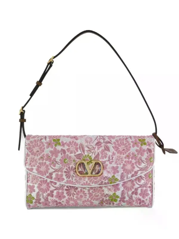 Valentino Garavani De Vain Shoulder Bag In Jacquard Lurex - Pink