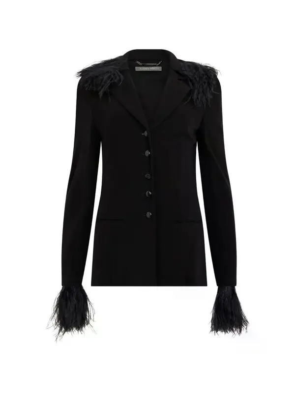 Alberta Ferretti Feather-trim Lapel-neck Blazer