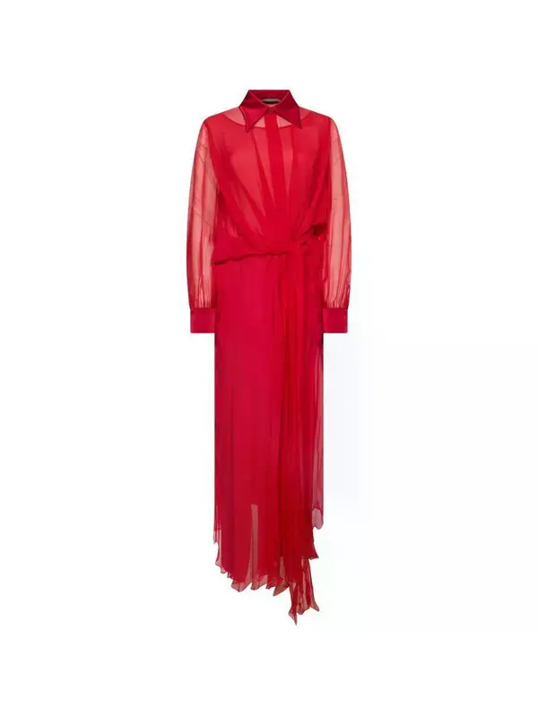 Alberta Ferretti Knot-detail Silk Maxi Dress - Red