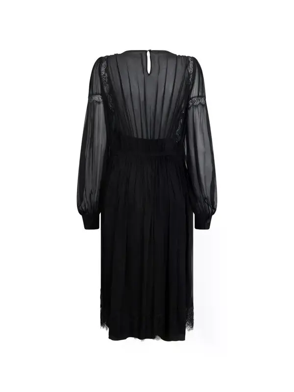 Alberta Ferretti Lace-trimmed Silk Midi Dress