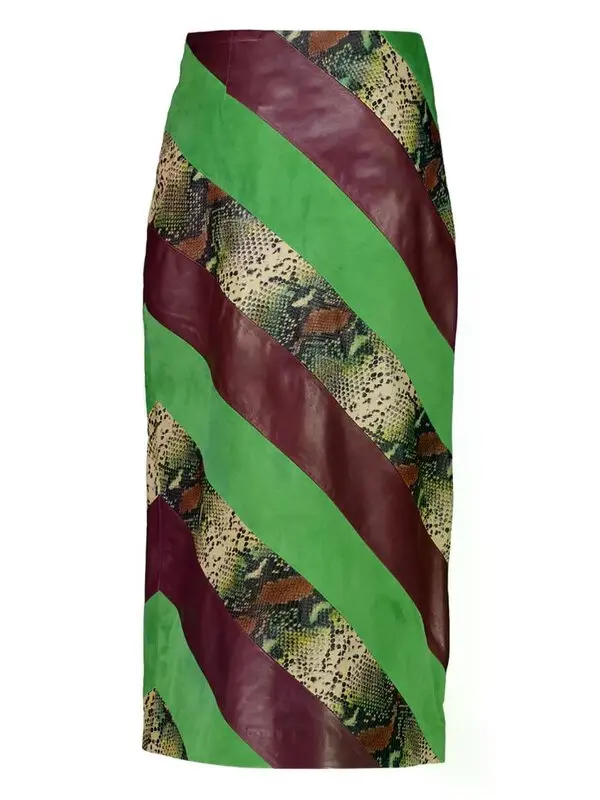 PAULA Button Leather Skirt