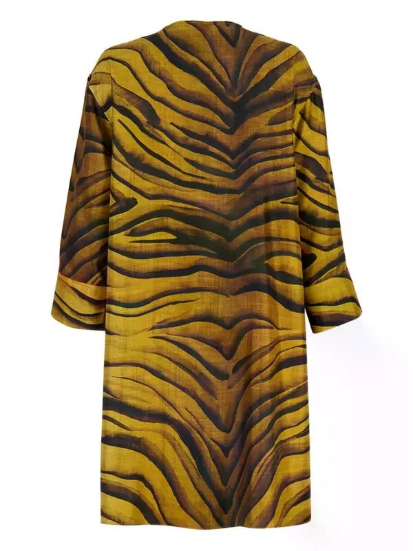PAULA Buttoned Silk Twill Dress With Tiger Print