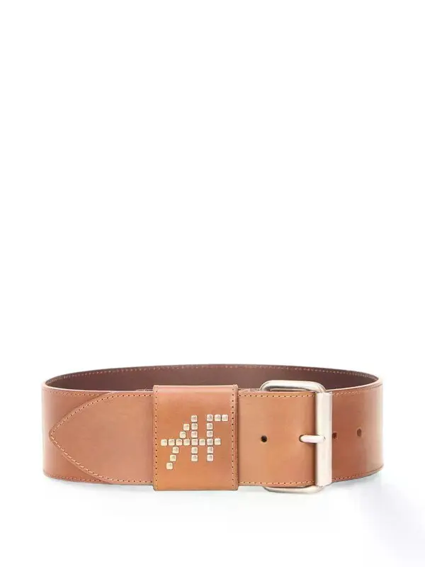 Alberta Ferretti Studded-logo Leather Belt