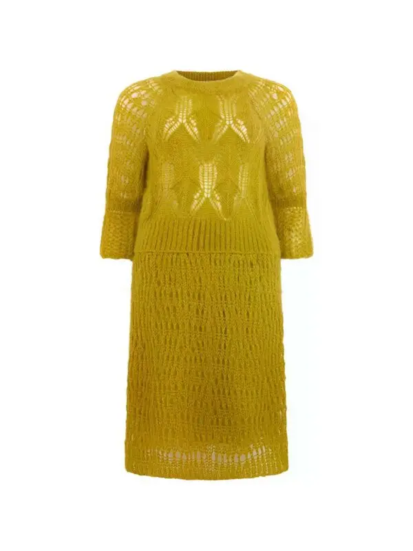 Alberta Ferretti Open-knit Midi Dress