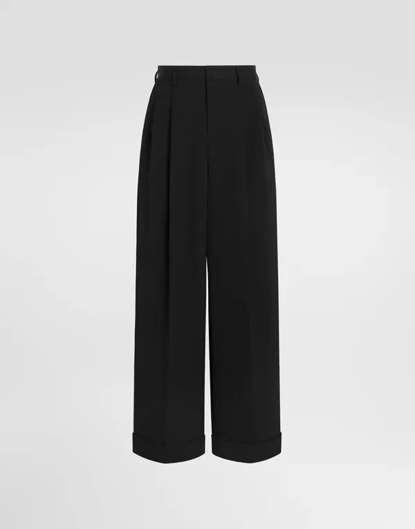 Dolce & Gabbana Wool Gabardine Trousers - Black