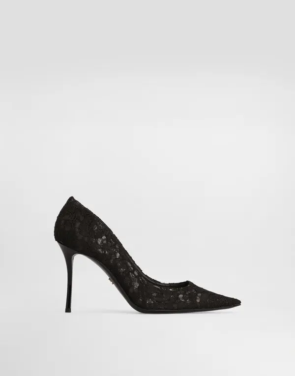 Dolce & Gabbana Lace And Patent Leather Pumps - Black