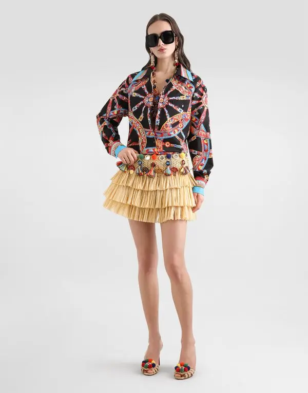 Dolce & Gabbana Raffia Miniskirt With Applications Skirts