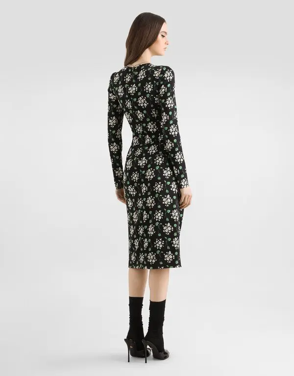 Dolce & Gabbana Geranium Bouquets-print Charmeuse Dress Dresses