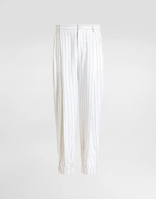 Dolce & Gabbana Pinstripe Linen-blend Trousers - Multicolor