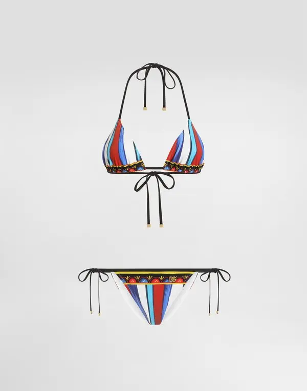 Dolce & Gabbana Carretto-print Triangle Bikini Swimwear - Multicolor