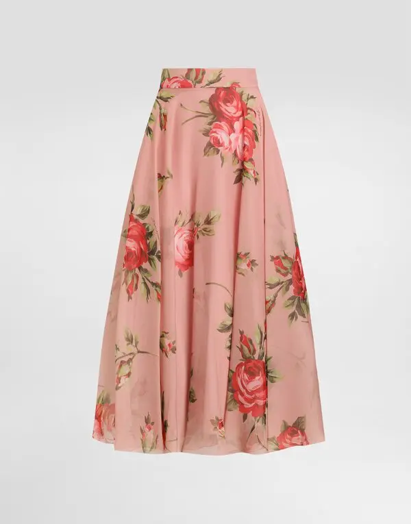 Dolce & Gabbana Rose Bouquet-print Chiffon Circle Skirt Skirts - Multicolor