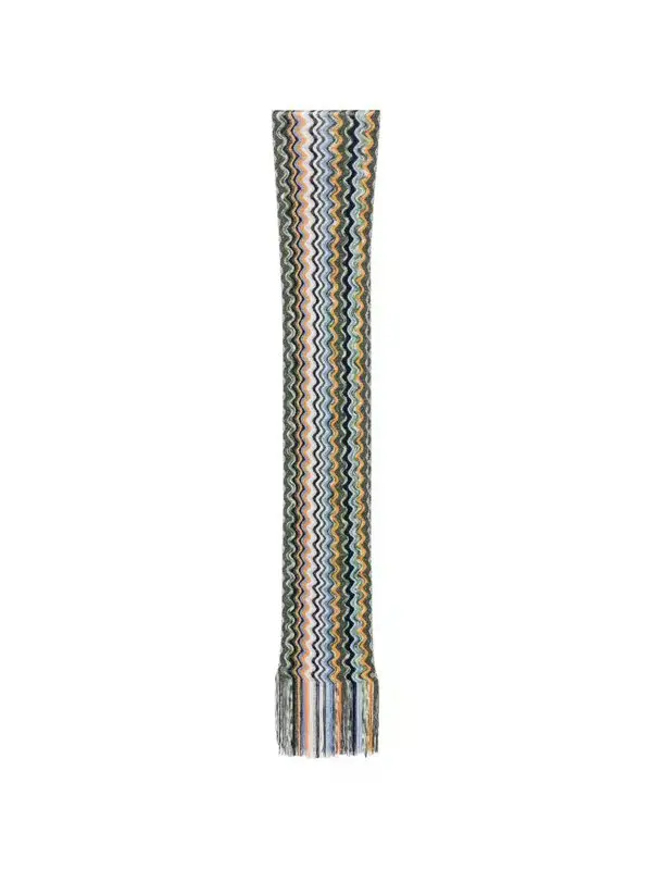 Missoni Zigzag-knit Fringed Scarf - Green