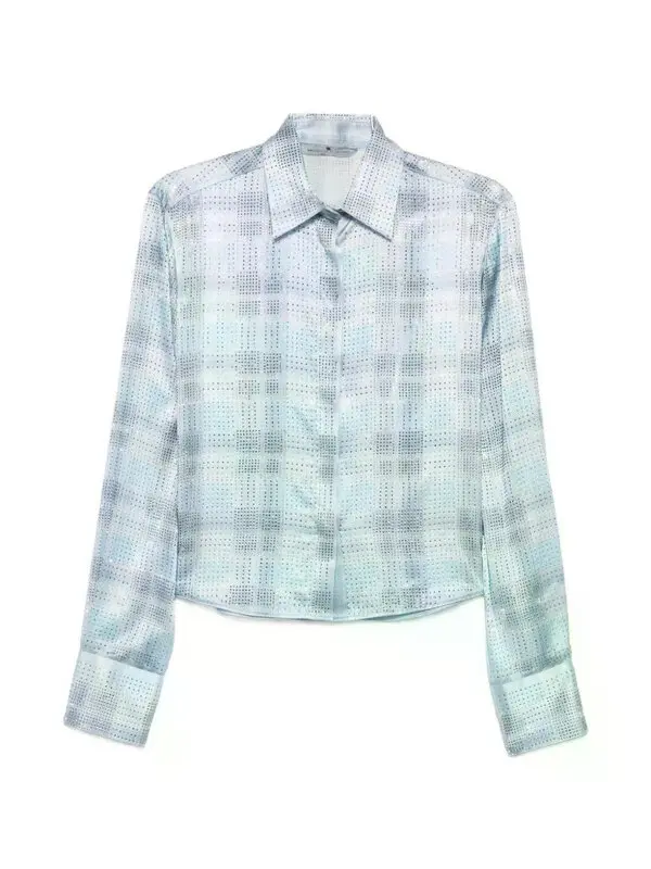 Ermanno Scervino Crystal-embellished Checked Shirt - Blue