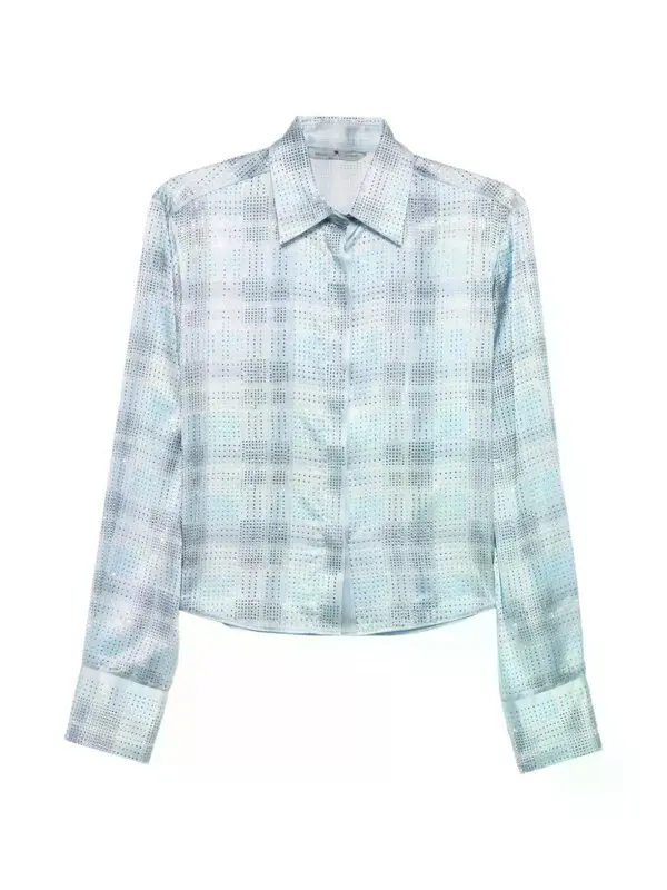 Ermanno Scervino Crystal-embellished Checked Shirt - Blue